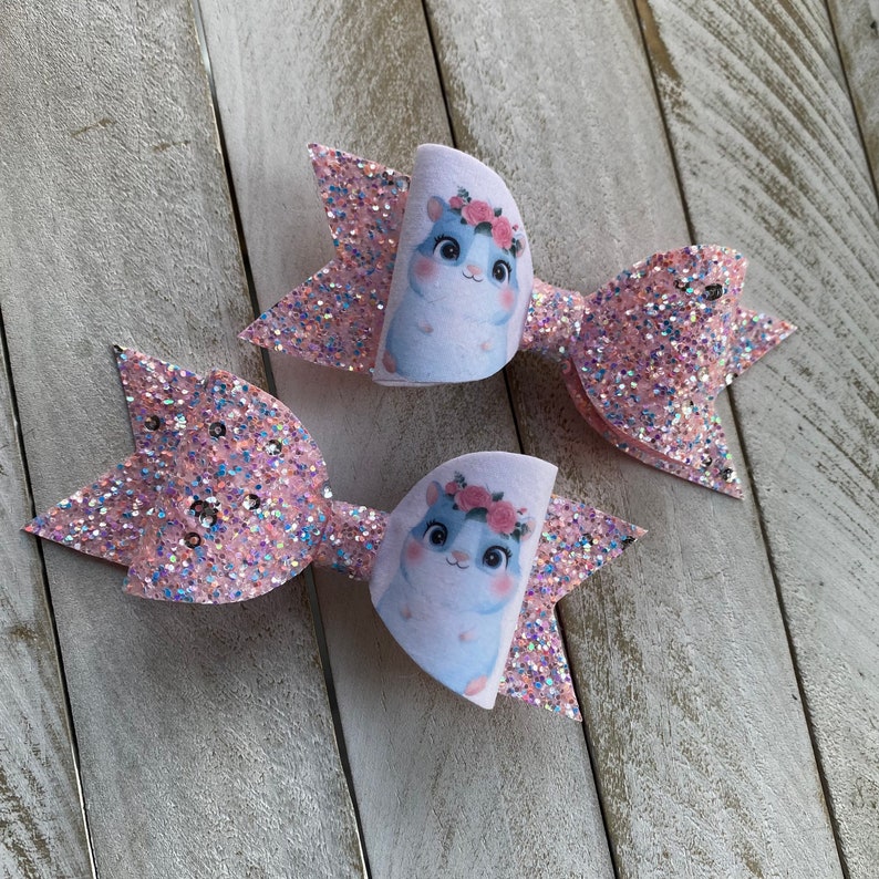 Cute Hamster Pigtail Hair Bows Pink Hair Clips - Etsy Hong Kong