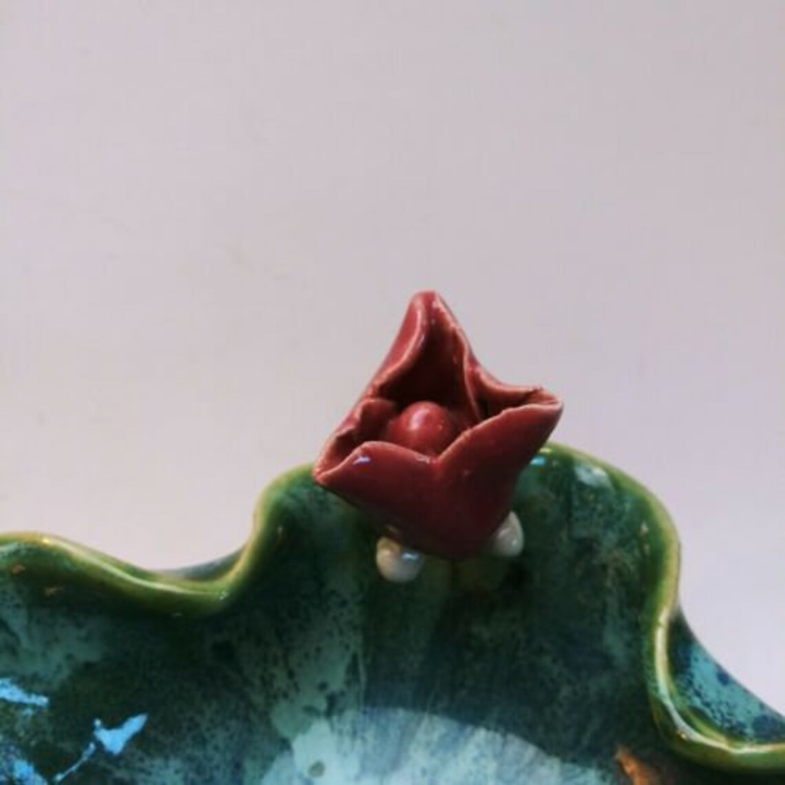 Vintage Ceramic Duck Lily Pad Flower Elegant Glazed Trinket Etsy