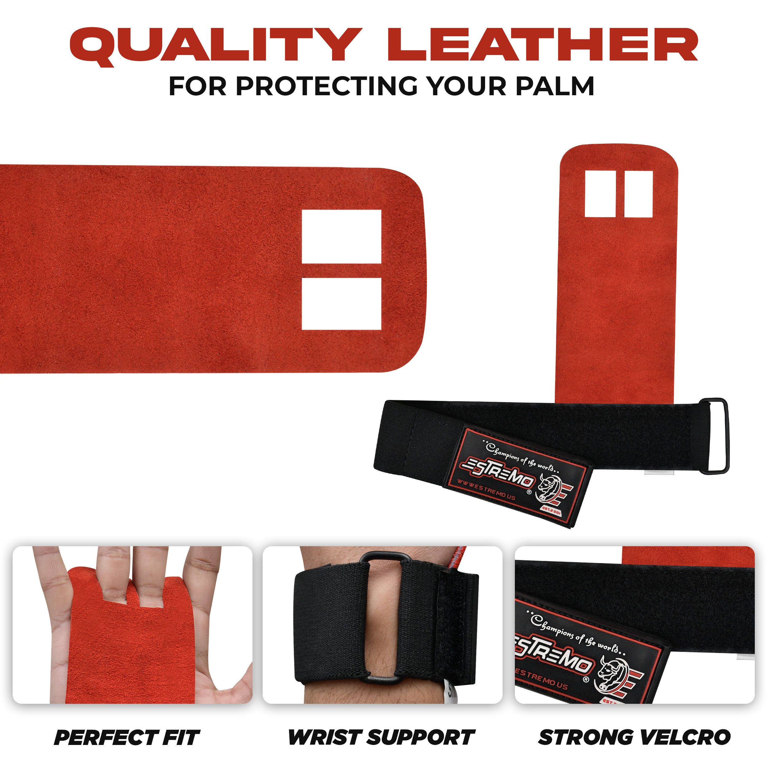 Crossfit Gloves Lifting Hand Grips Leather Palm Protector for WOD Gym ...