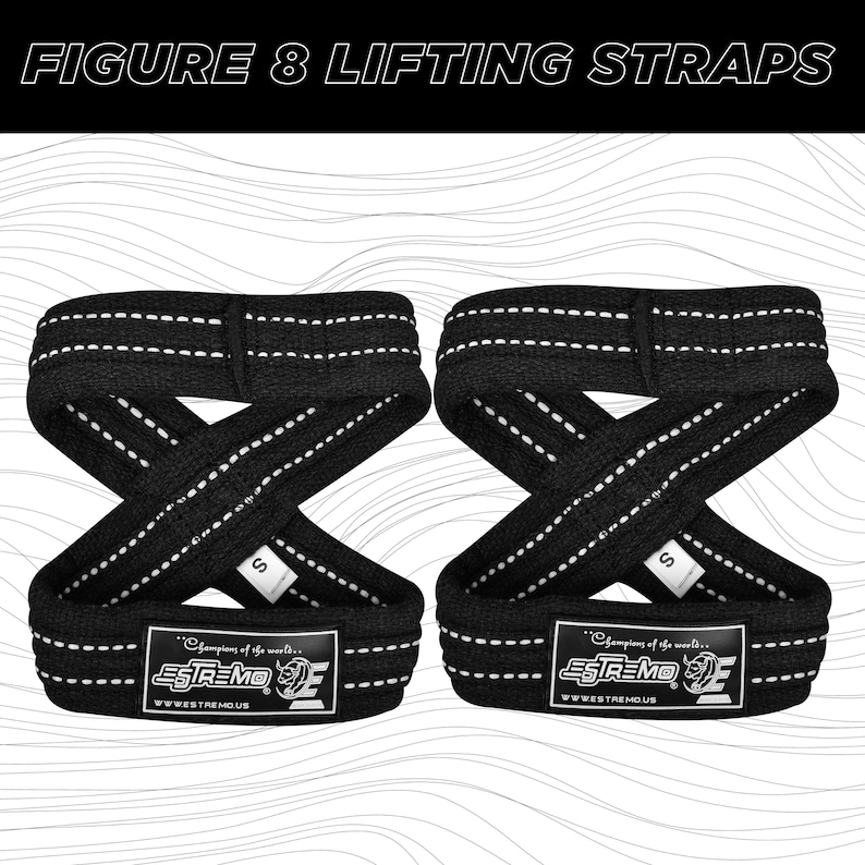 Figure 8 Wrist Strap Training Gym Bar Padded Cuff Straps Double Loop ...