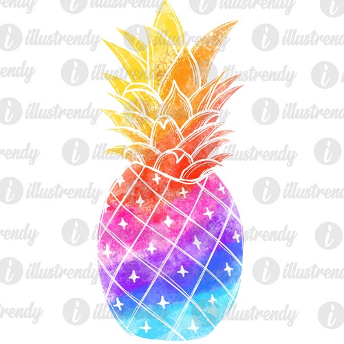 Summer Sublimation Floral Pineapple Watercolor Clipart PNG - Etsy
