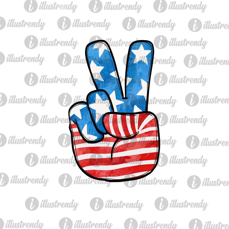 Patriotic Peace Hand Sign PNG Sublimation Design American - Etsy