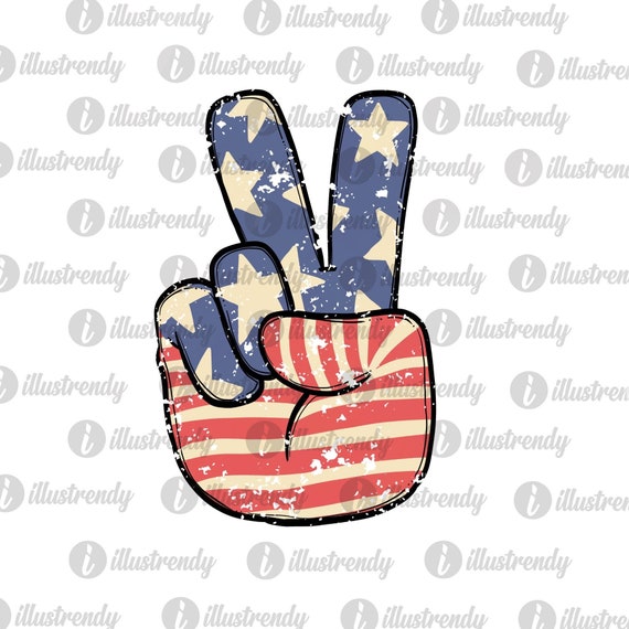 Vintage Patriotic Peace Hand Sign PNG Sublimation Design - Etsy