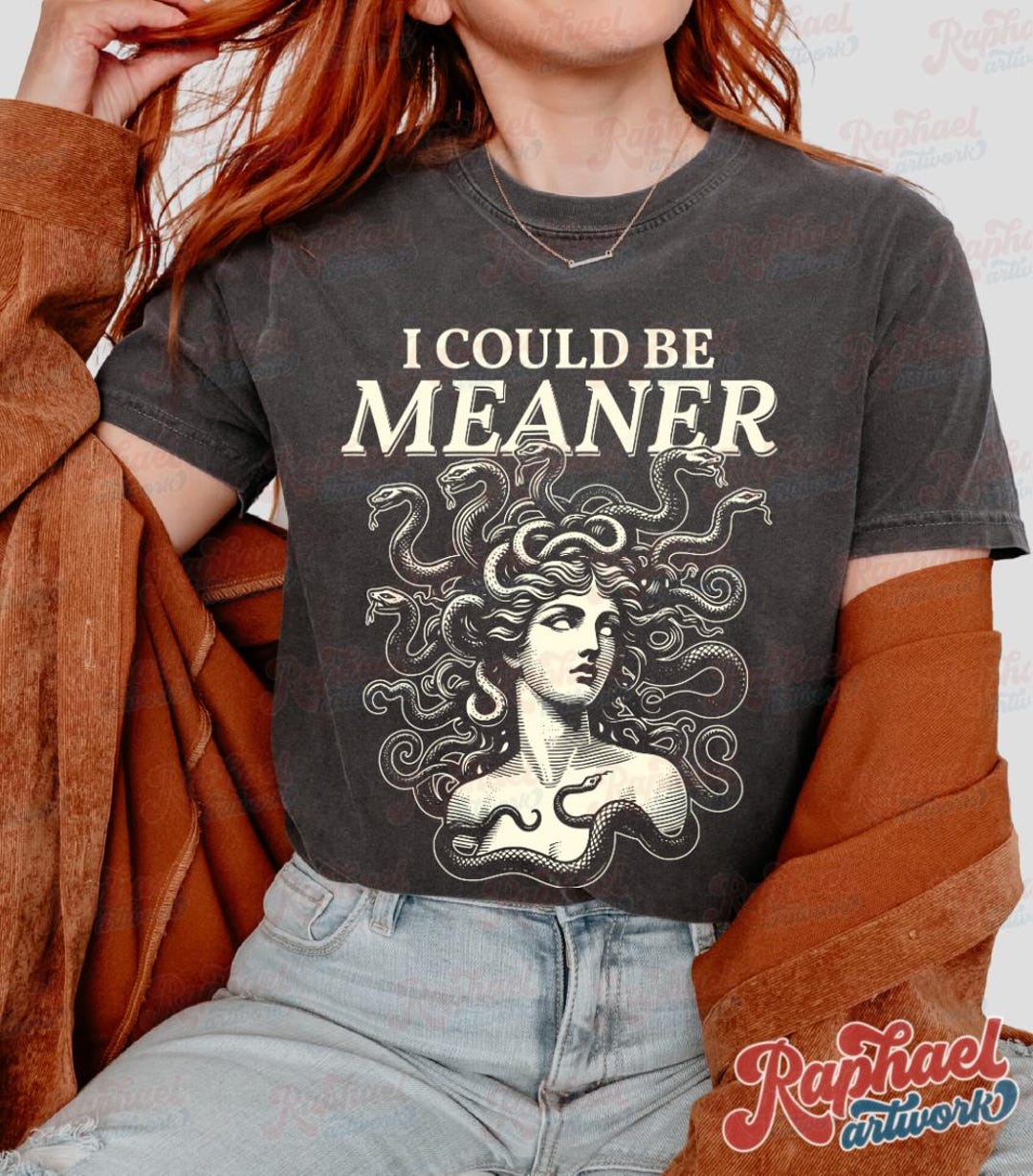 Trendy I Could Be Meaner Shirt, Sarcastic Medusa Gorgon 90s Graphic Tee ...