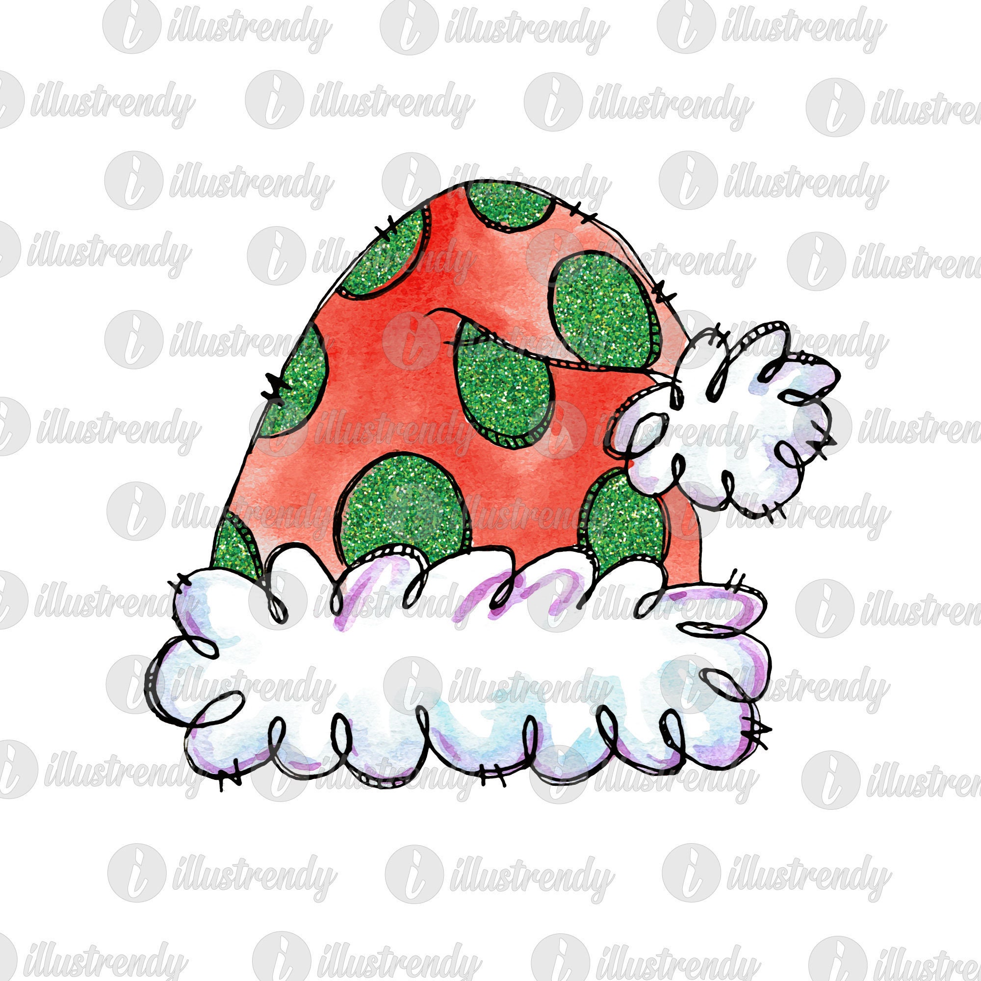 Santa Claus Hat Sublimation Design Christmas Watercolor PNG | Etsy