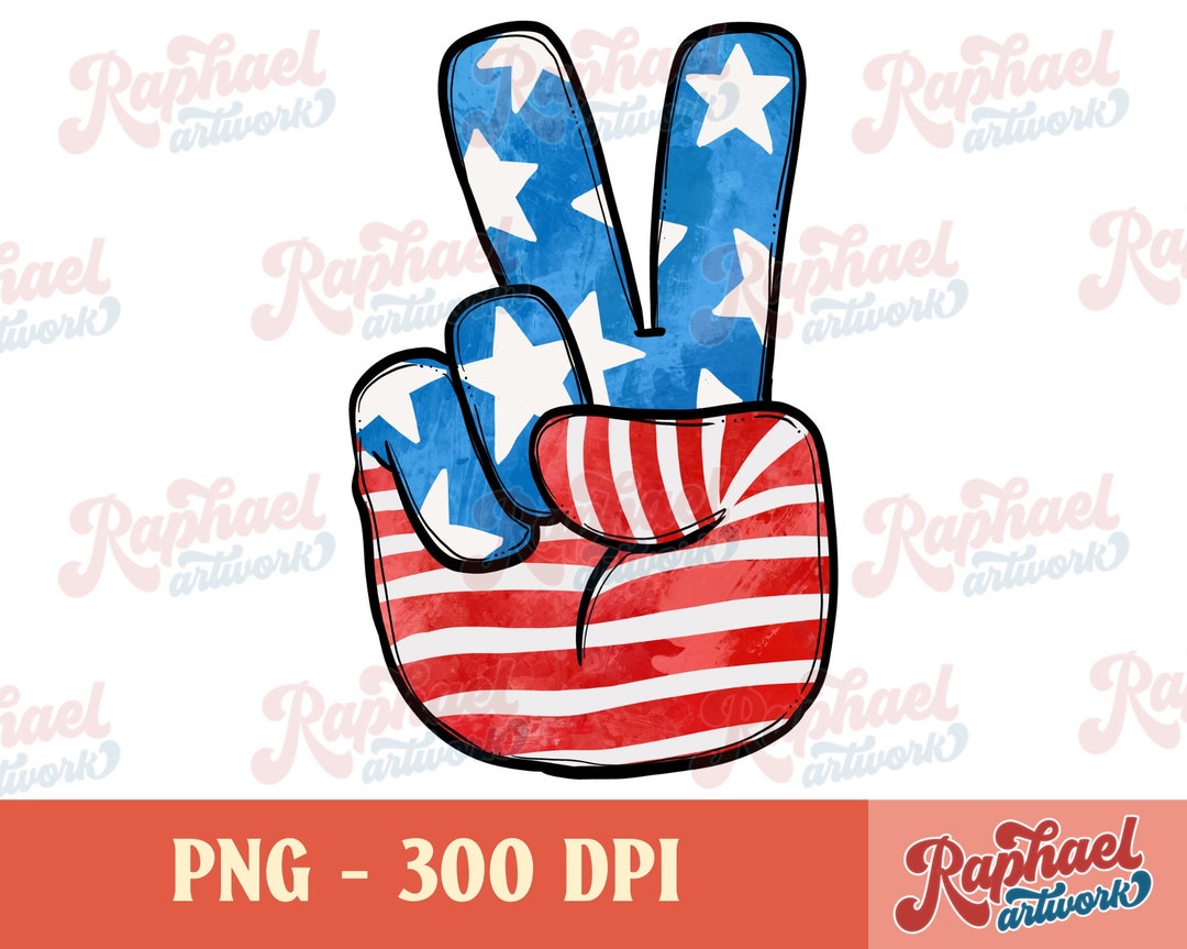 Patriotic Peace Hand Sign PNG Sublimation Design | American Flag ...
