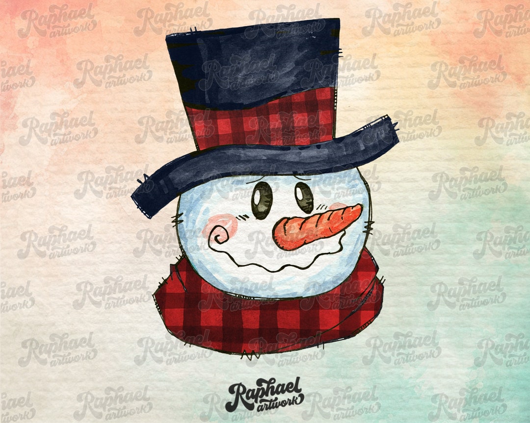 Plaid Red Snowman Sublimation Design Trendy Christmas Watercolor PNG ...