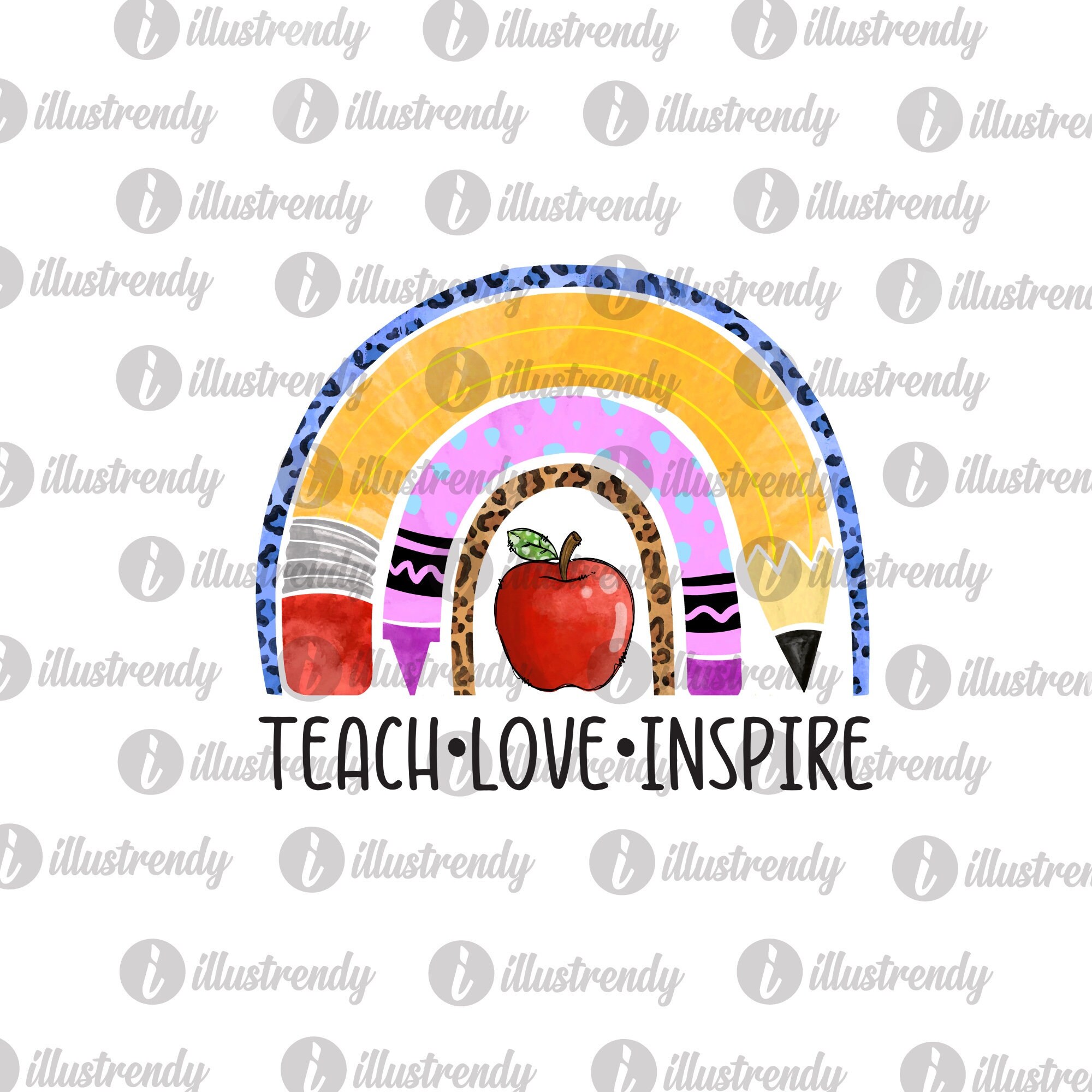Teach Love Inspire PNG File for Sublimation Teachers day | Etsy
