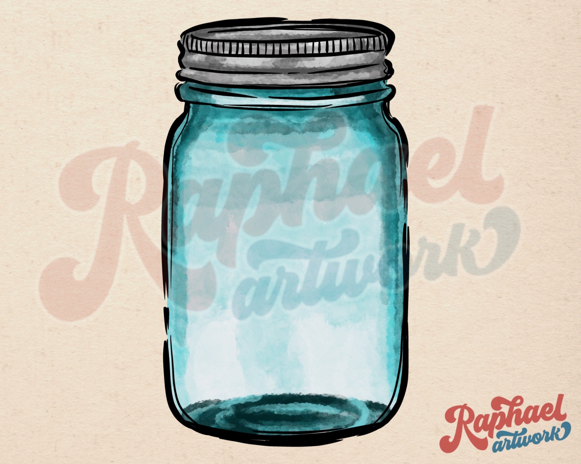 Blue Mason Jar Drawing