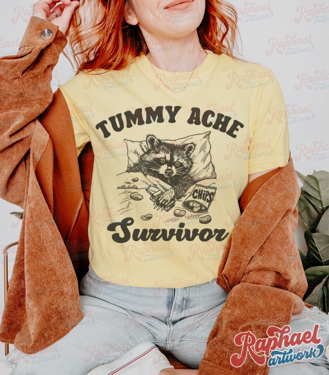 Vintage Tummy Ache Survivor Shirt, Funny Racoon Oversized Shirt, Trash ...