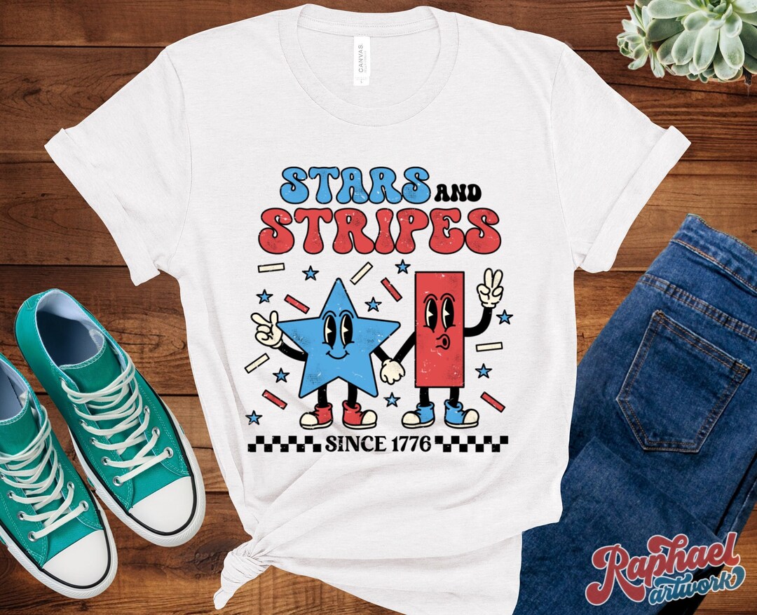 Groovy Stars and Stripes Shirt, Retro USA Flag Tshirt, Vintage 4th of ...