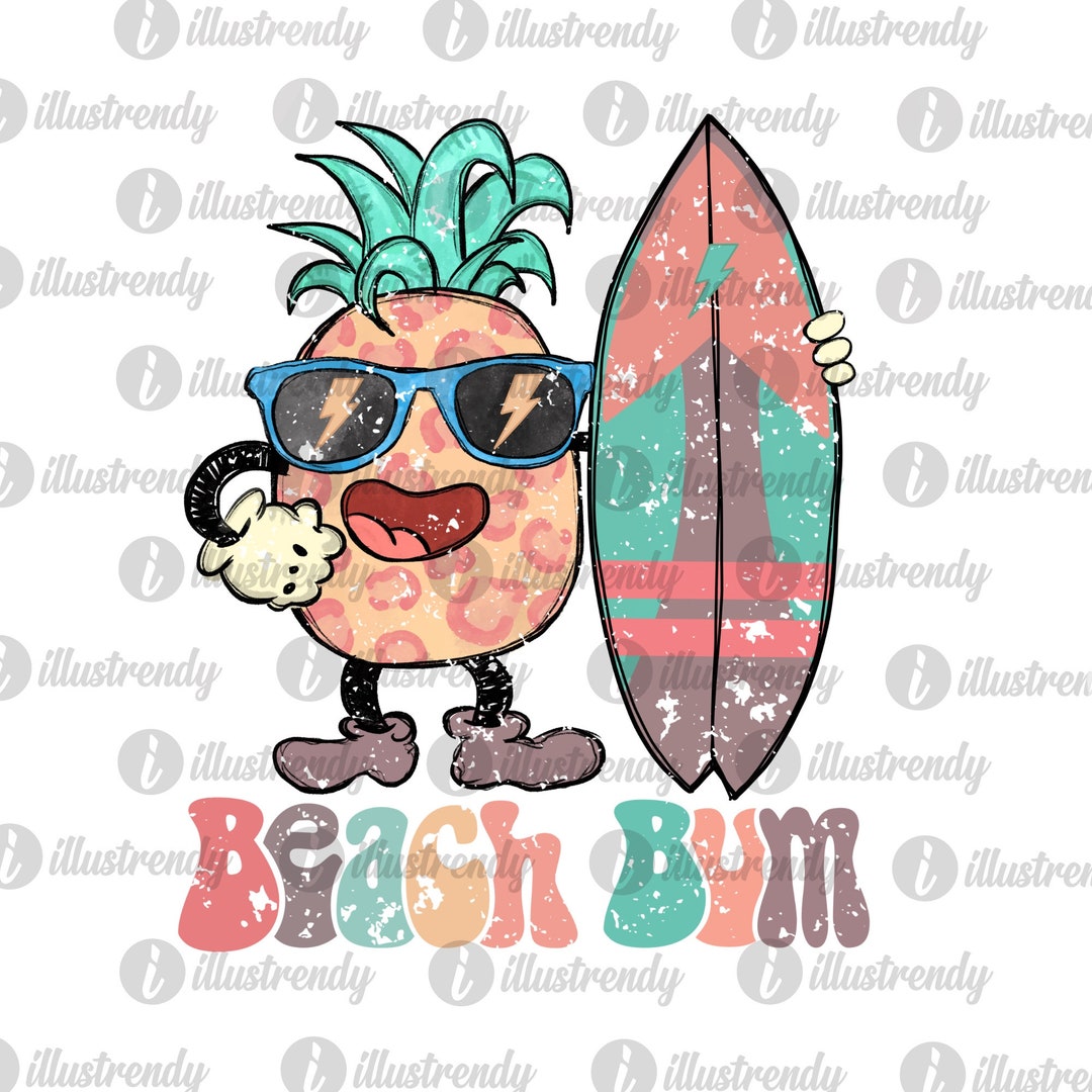 Beach Bum Png Summer Png Retro Png Beach Pineapple - Etsy
