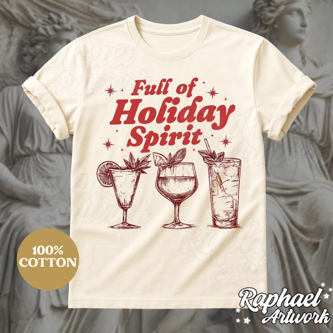 Full of Holiday Spirit Christmas Wine Shirt, Retro Merry and Bright ...