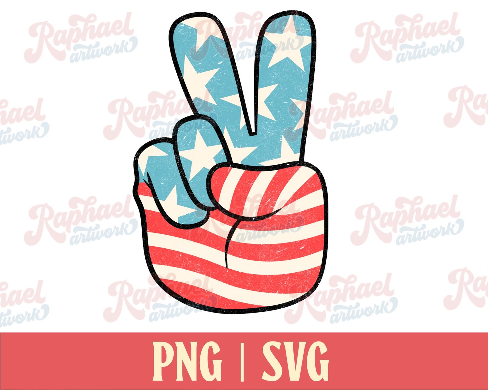 Patriotic Peace Hand USA Flag SVG PNG | 4th of July (digital Download ...