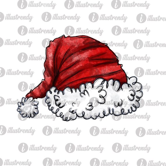 Santa Claus Hat PNG Sublimation Design Christmas Watercolor | Etsy