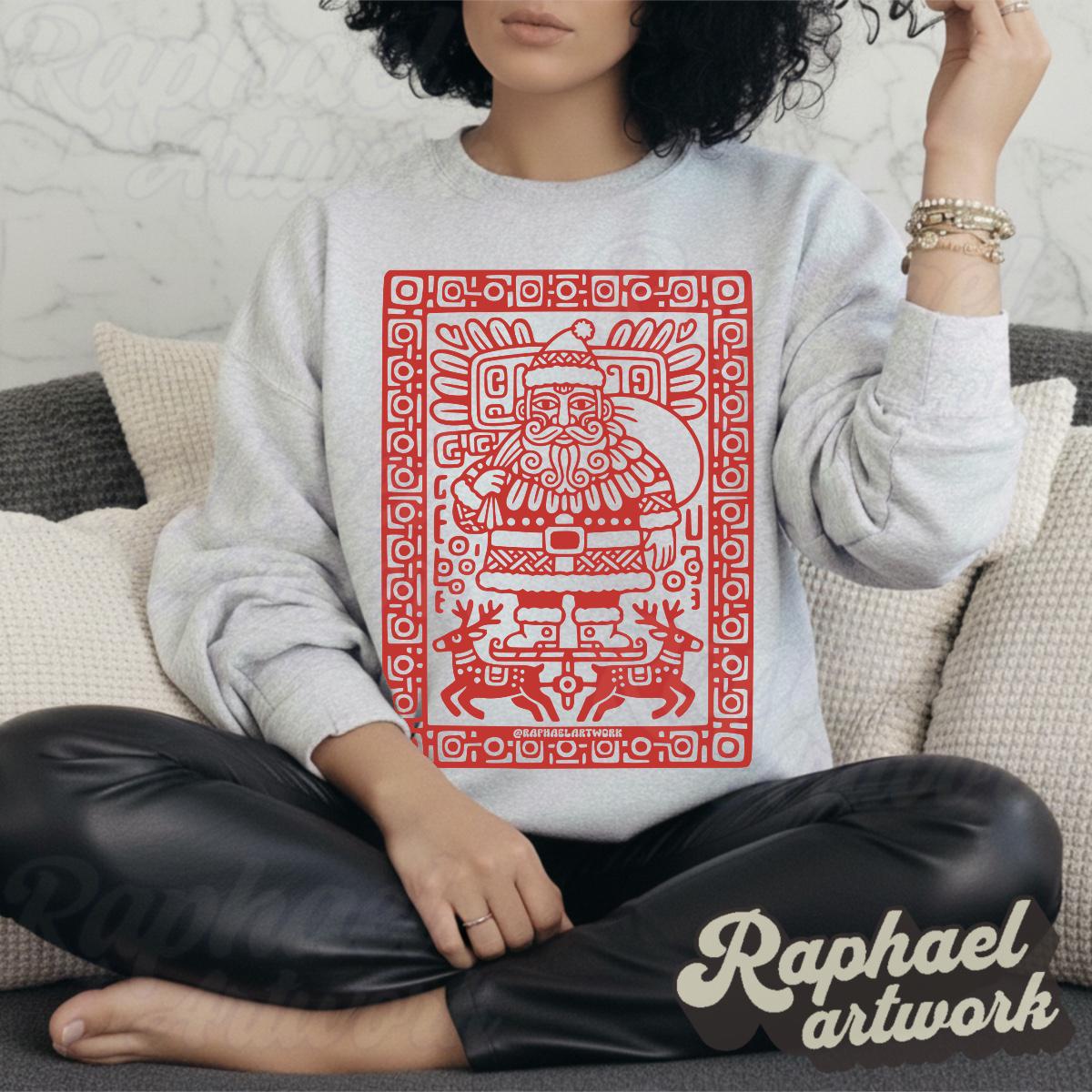 Vintage Santa Claus Mayan Shirt: Retro Aesthetic Christmas Outfit ...