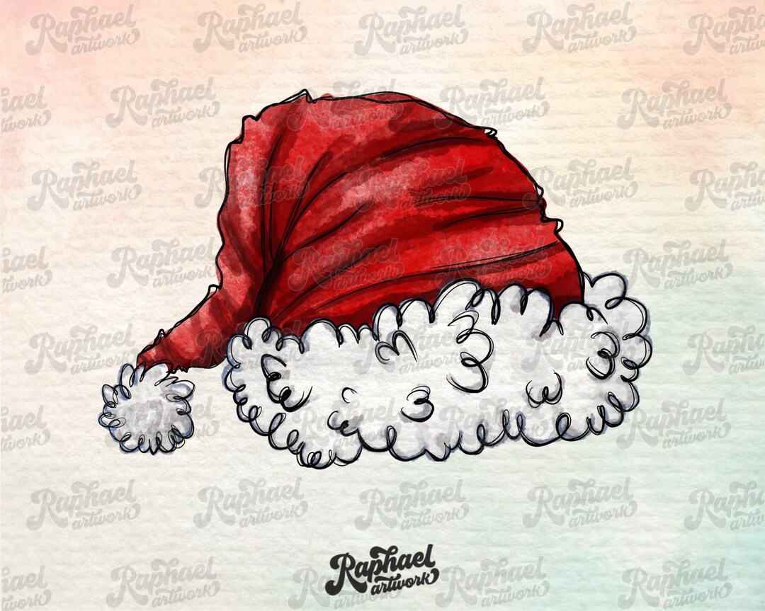 Santa Claus Hat PNG Sublimation Design | Christmas Watercolor | Digital ...