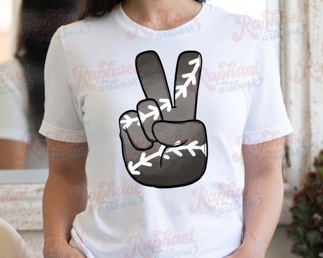 Black and White Baseball Peace Hand Sign Png Baseball Png - Etsy