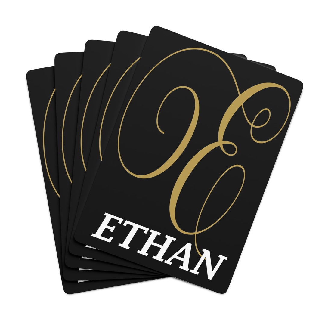 Black and Gold Custom Name Playing Cards Initial Playing - Etsy