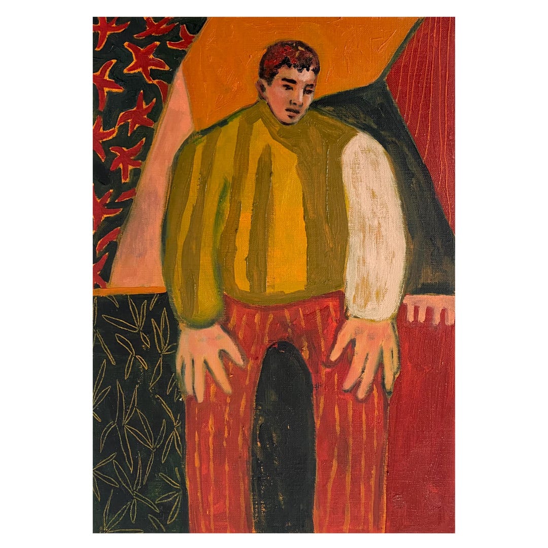 Original Oil Painting on Canvas Paper- Figure/portrait With Patterns - Etsy