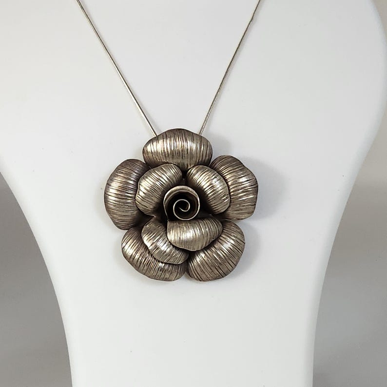 Rose Pendent in Pure Sterling Silver With Silver Chain - Etsy