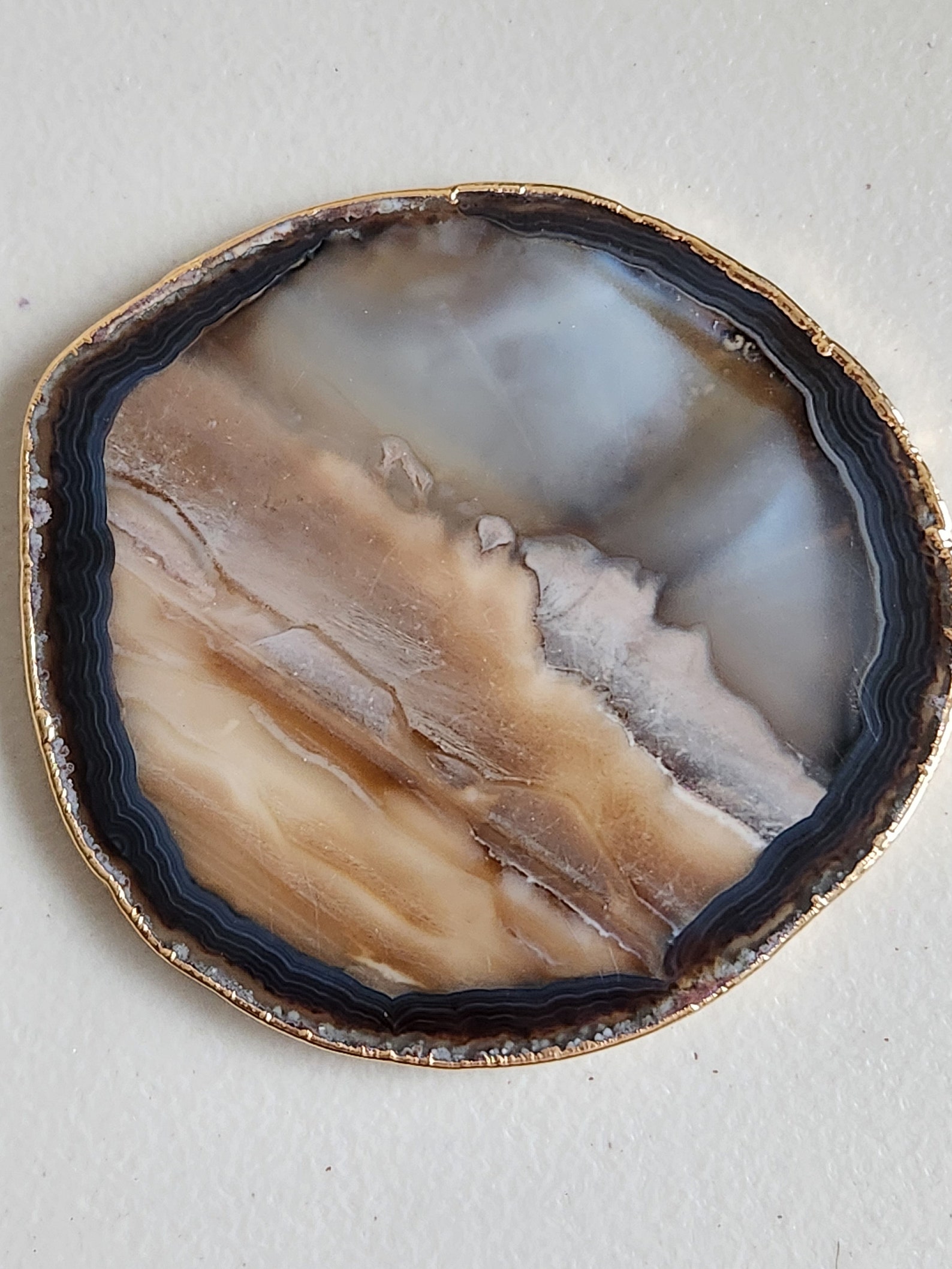 Natural Blue Agate Coaster: Gold Plated Gemstone Drinkware - Etsy