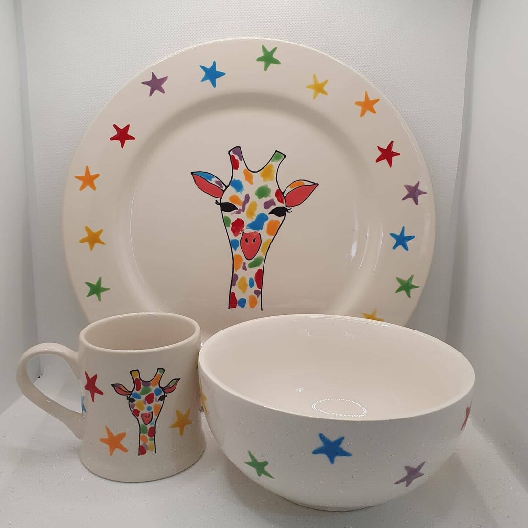 Giraffe Plate Set - Children's Dinner Sets - Personalised Plate ...