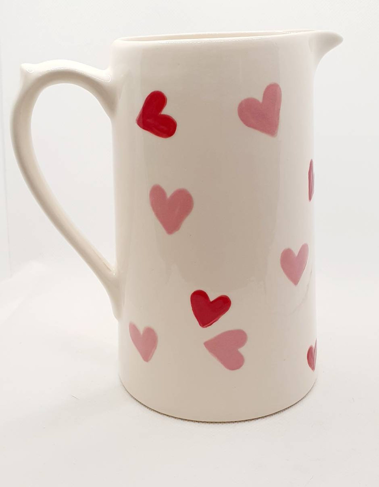 Handpainted Hearts Ceramic Jug – Country Style Vase, Mother's Day Gift ...