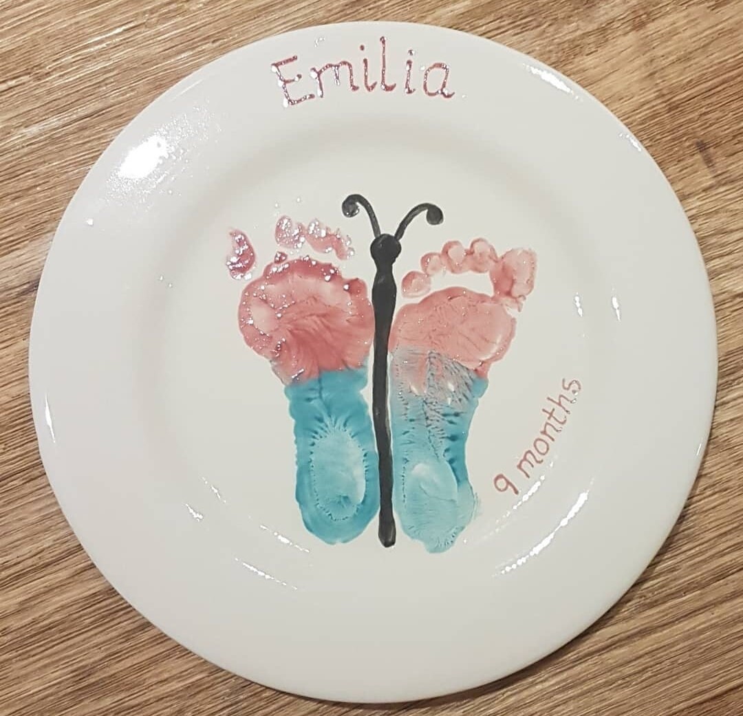 Child's Handprint/footprint Ceramic Plate Keepsake Kit - Personalized ...