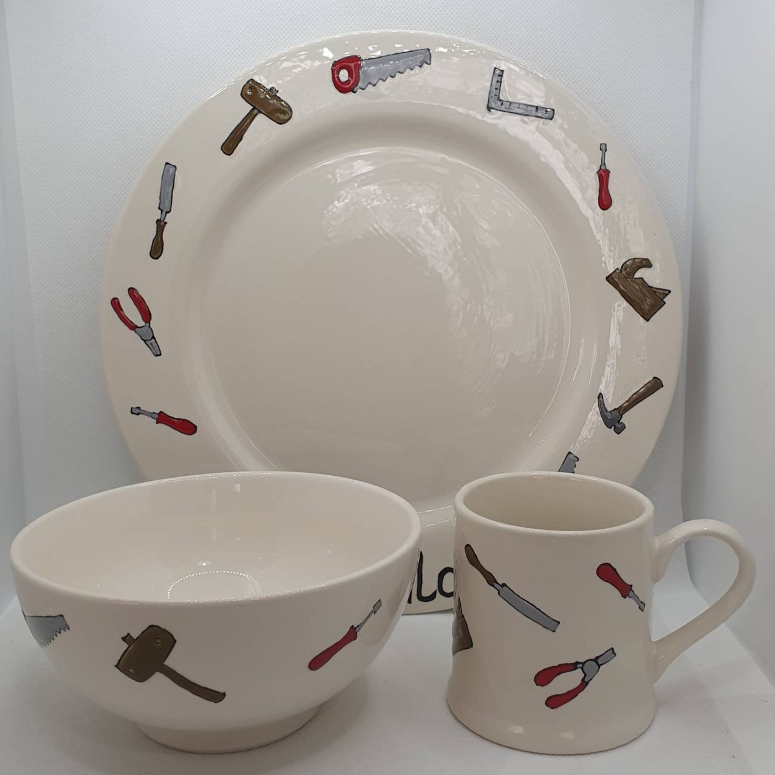 Carpentry Theme Childrens Personalised Dinner Set - Childrens Plate Set ...