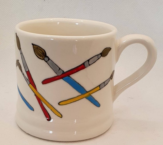 Paint brush mug artist's mug Handpainted Mug Easter | Etsy