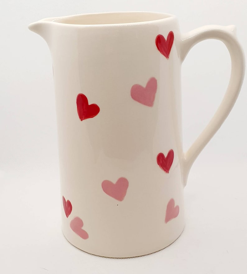 Handpainted Pink/red Hearts Jug Country Jug Mothers Day - Etsy