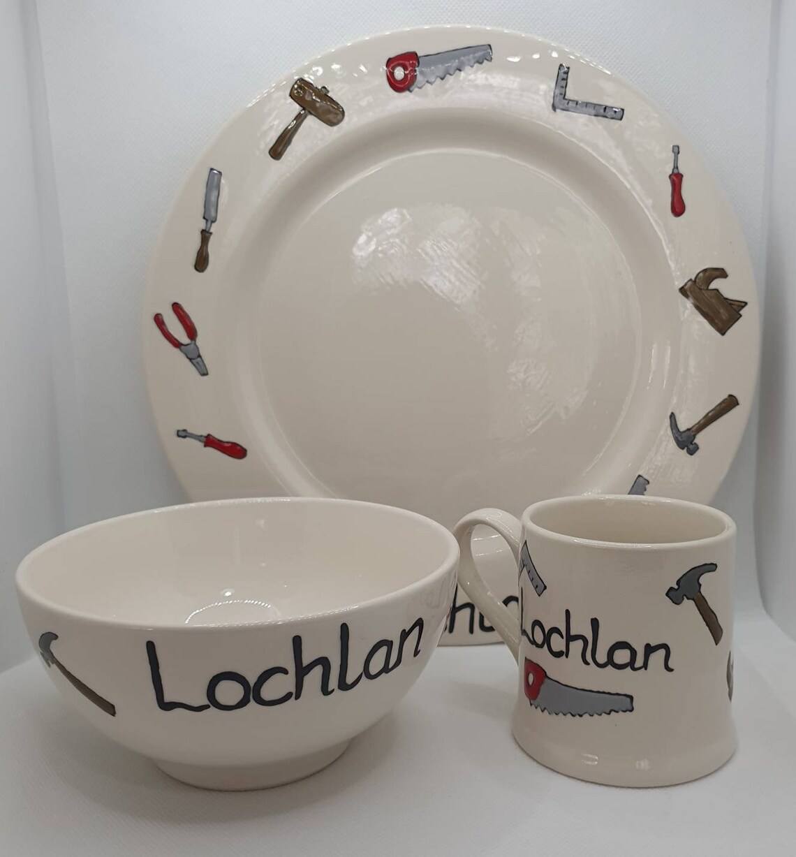 Carpentry Theme Childrens Personalised Dinner Set - Childrens Plate Set ...