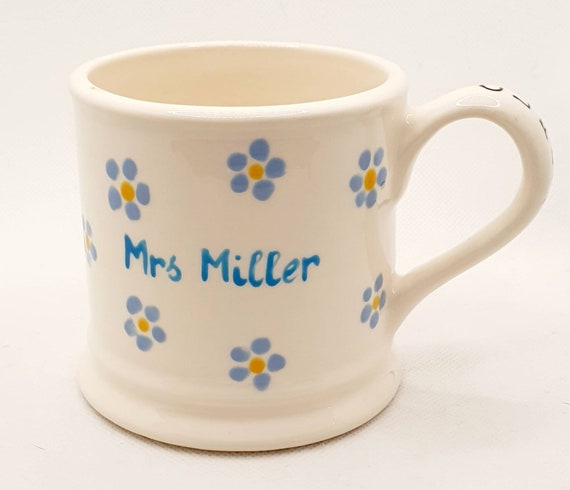Handpainted forget me not mug Personalised emma | Etsy
