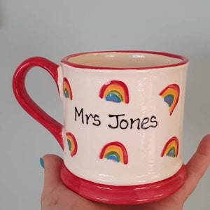 Handpainted Rainbow Mug – Personalized Ceramic Coffee Cup - Etsy