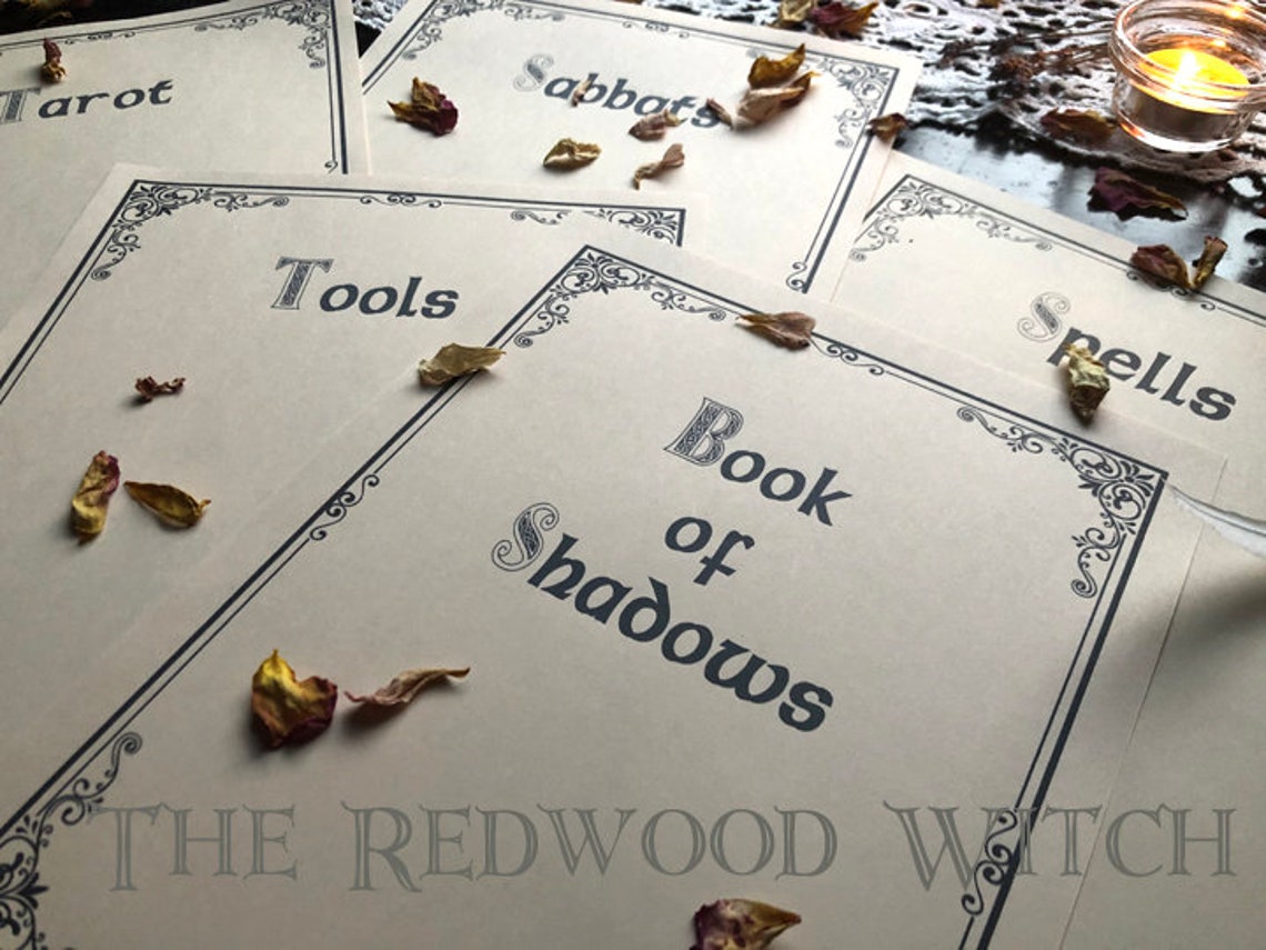 Set of 5 Title Pages ~ Book of Shadows Pages ~ Spells, Tools, Sabbats ...