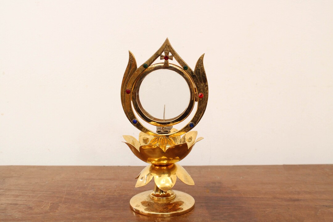 Vintage Monstrance With Luna Antique Ostensory Small Cross Crucifix ...