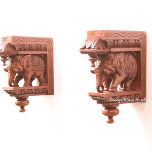 Elephant Statue Wooden Wall Bracket Corbel Entry Way Decor Vintage ...