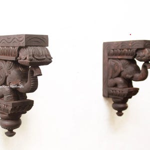 Hand Carved Elephant Corbel Wall Bracket - Antique Indian Architectural ...