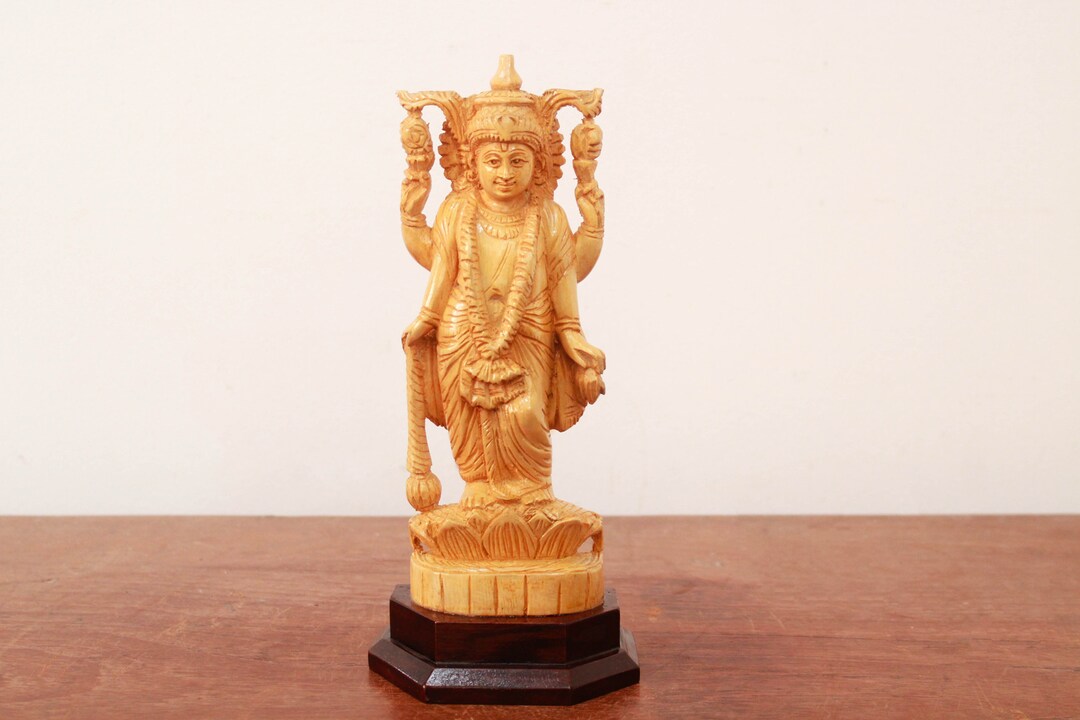 Vishnu Statue Hindu God Mahavishnu Wooden Sculpture Small Idol Home ...