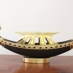 Vintage Wooden Canoe Boat: Kerala Indian Handicraft Decor Antique ...