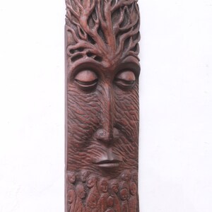 Green Man Statue Wooden Tree Face Sculpture Nature Themed Wall - Etsy
