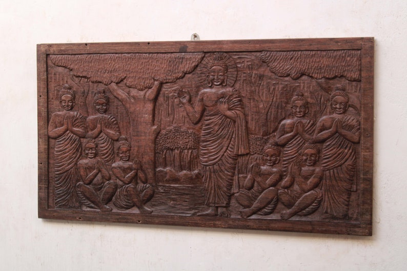 Buddha Teaching Disciples Antique Carving Teak Wood Wooden Carving ...