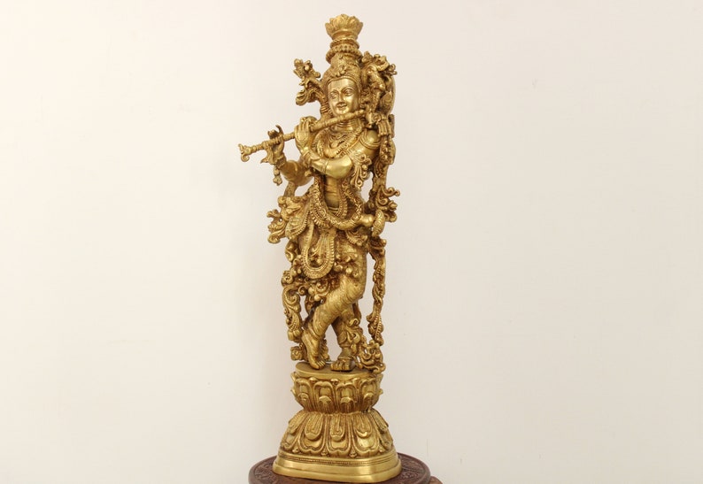 Krishna Vigrah Brass Krishna Statue Big Hindu God Idol Puja - Etsy