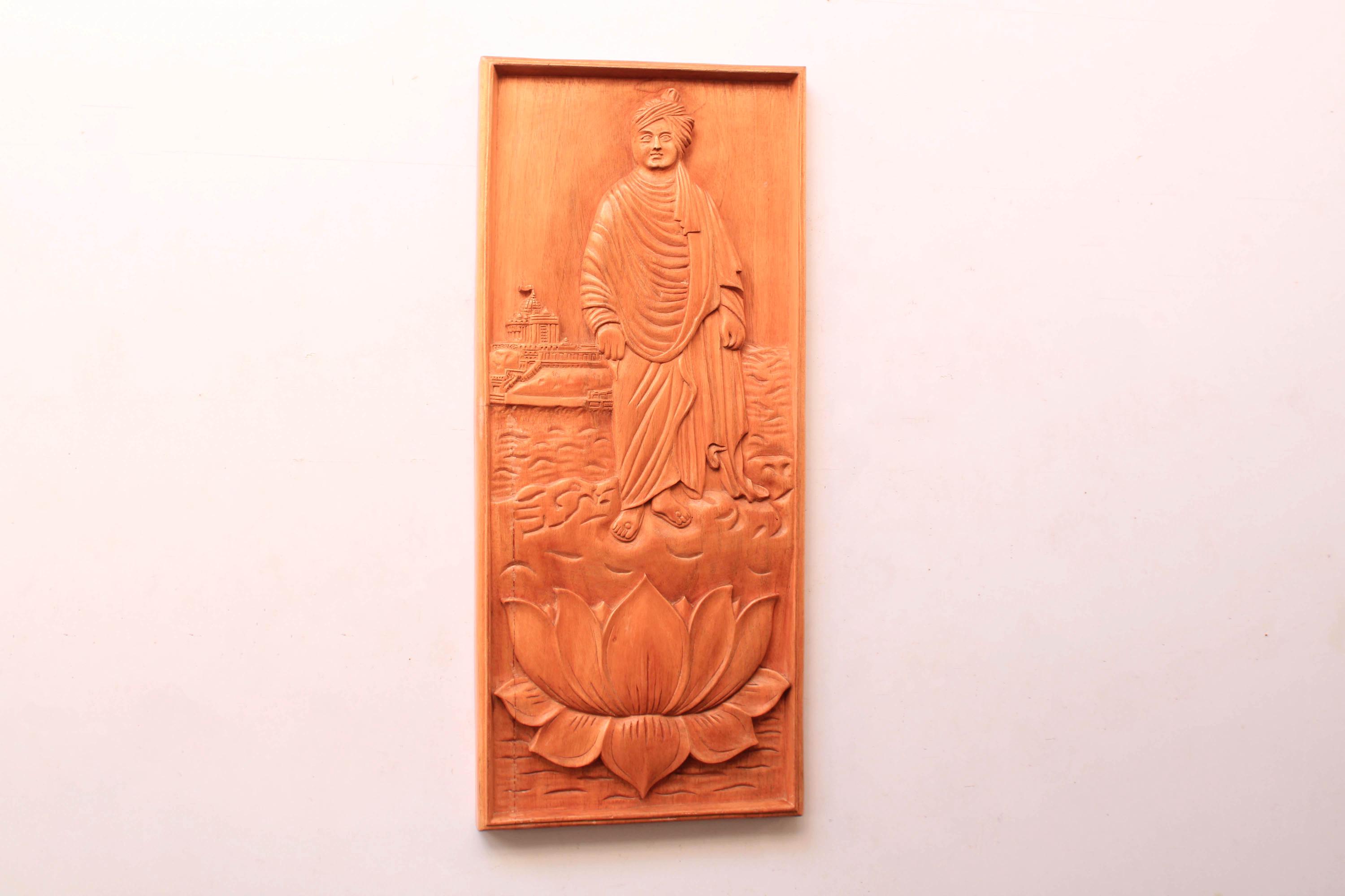 Swami Vivekananda Wall Panel Wooden Hand Carved Sculpture Indian Wall ...