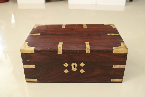 Antique Wooden Box Vintage Rosewood Trunk Trinket Jew… - Gem