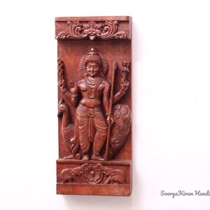 Kartikeya Statue Muruga Peacock Wooden Sculpture Hindu God Hand Carved ...