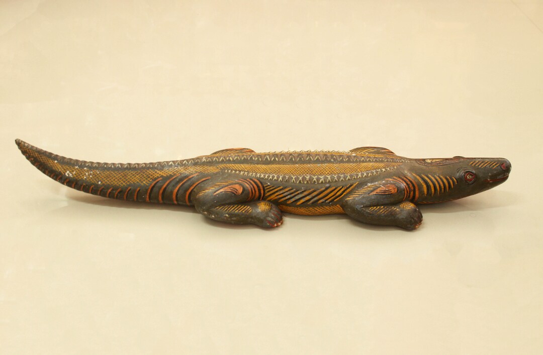Crocodile / Alligator / Cayman / Reptile Statue Antique Wooden ...