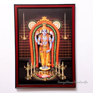 Guruvayurappan Hindu God Vishnu Krishna Painting Photo Print Frame Home ...