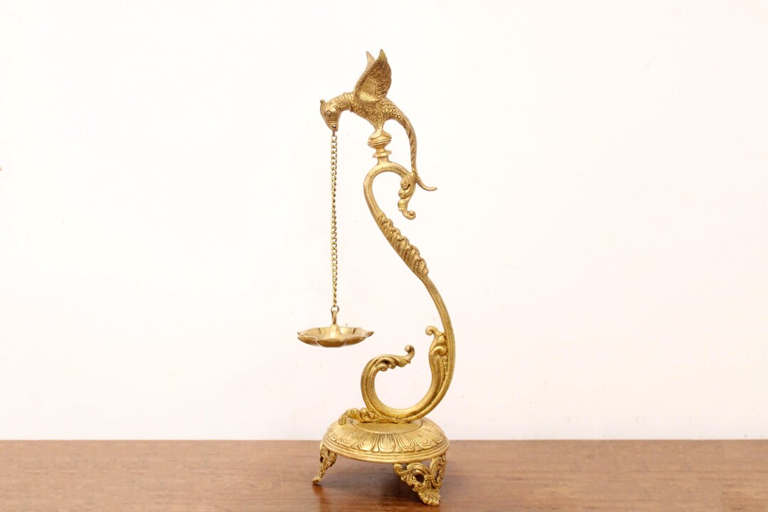 Oil Lamp Brass Diya Art Lamp Diya Diwali Decor Gift Peacock Bird ...